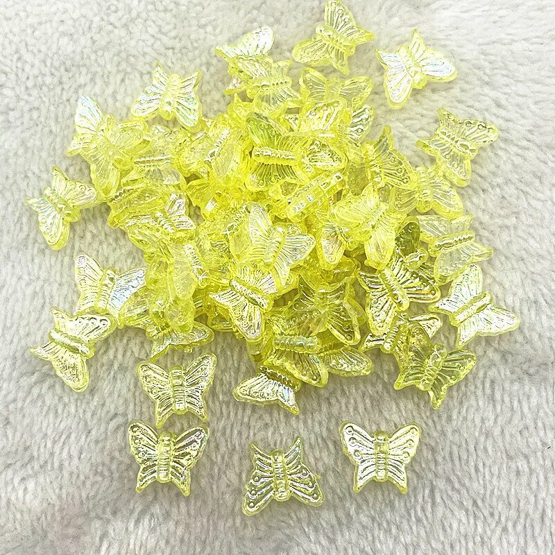 Бусины акриловые бабочки HWBBXHGT 30 шт. Светло-желтый, 14