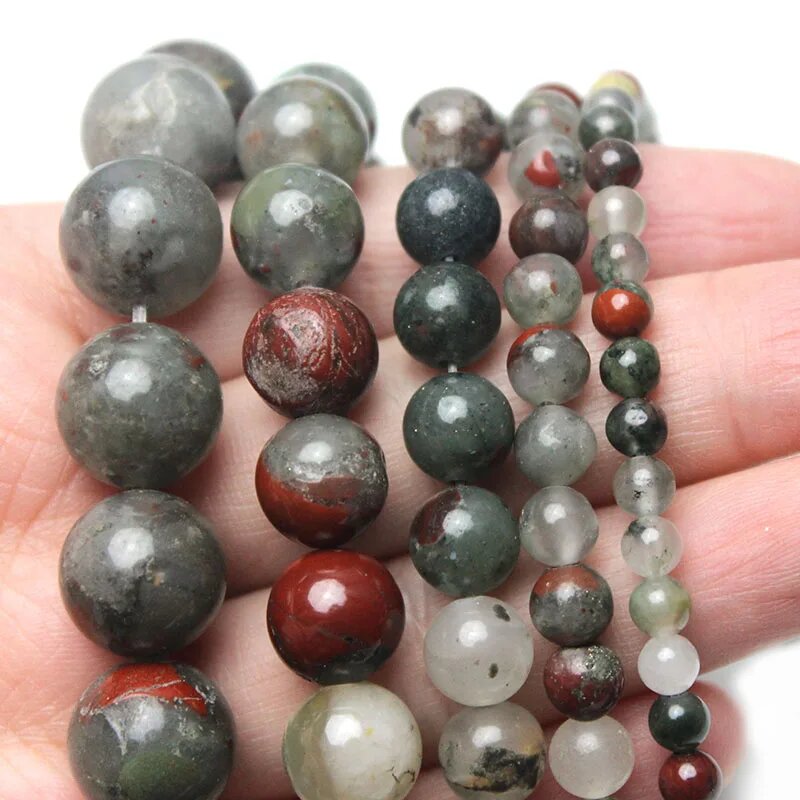 Бусины из африканского кровавого камня Youth Cadence 4-12 мм 6mm approx 63beads