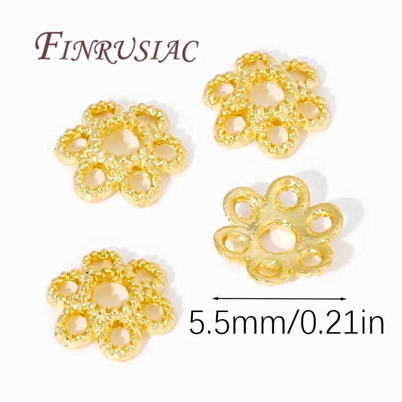 Золотые шапочки для бусин FINRUSIAC, 100 шт, 18K