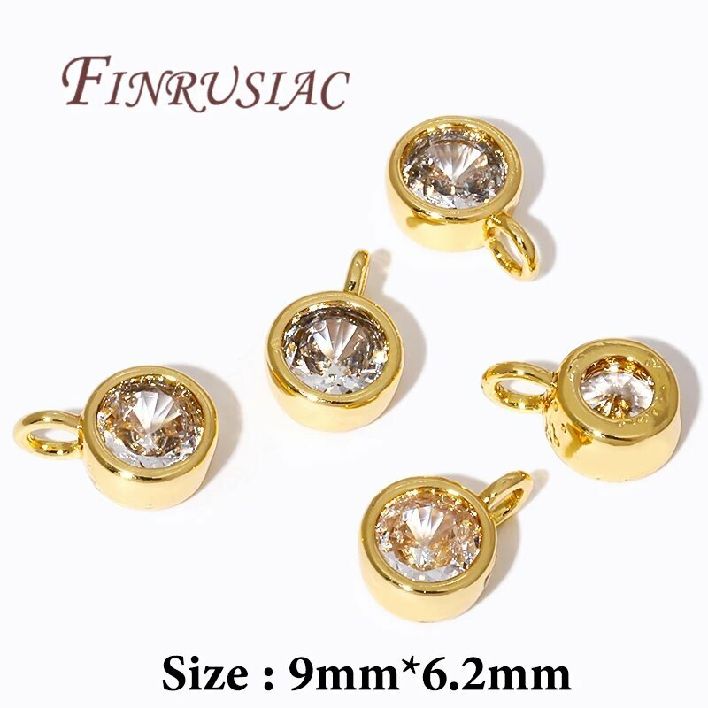 Шармы из латуни с кристаллами, 6 шт, 18K позолота