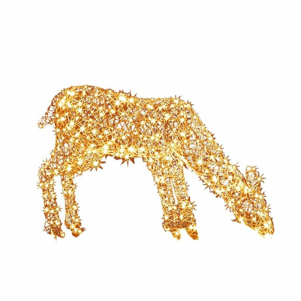 Светящийся акриловый олень для украшения сада на Рождество с подсветкой на батарейках, - согнутый олень