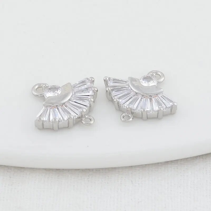 Подвески циркониевые 14К, 2шт, Platinum Color-2Hole