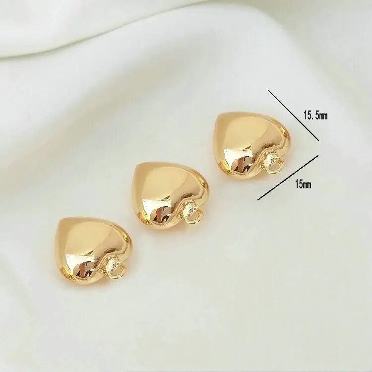 Подвески сердце из латуни 14-каратного золотого цвета Florainer Tina 6PCS, Style 2