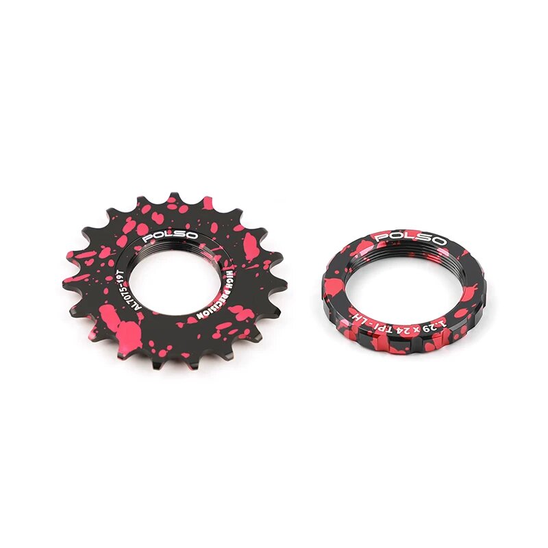 POLSO Фикс шестерня 19T, Black and Red, 7075 Al