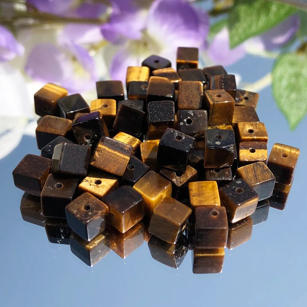 Натуральные квадратные бусины JILKOL агат нефрит амазонит 4мм/6мм/8мм 6mm 61pcs beads, tiger eye