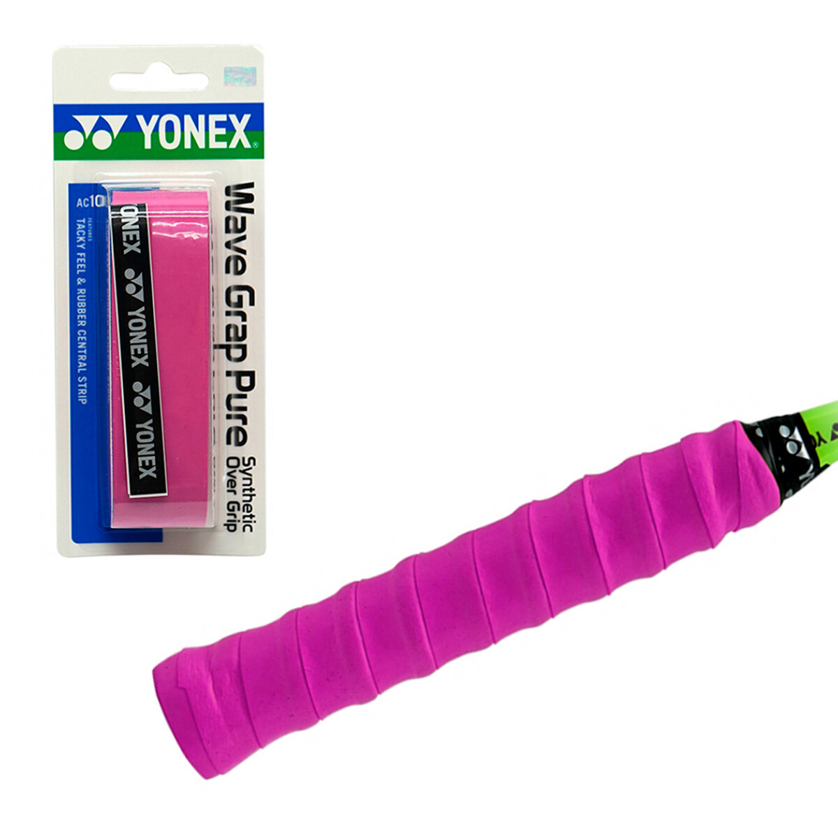 Обмотка для ракетки бадминтон, YONEX WAVE GRAP PURE AC108WEX BLOSSOM PINK, ярко-розовая, 1 шт.