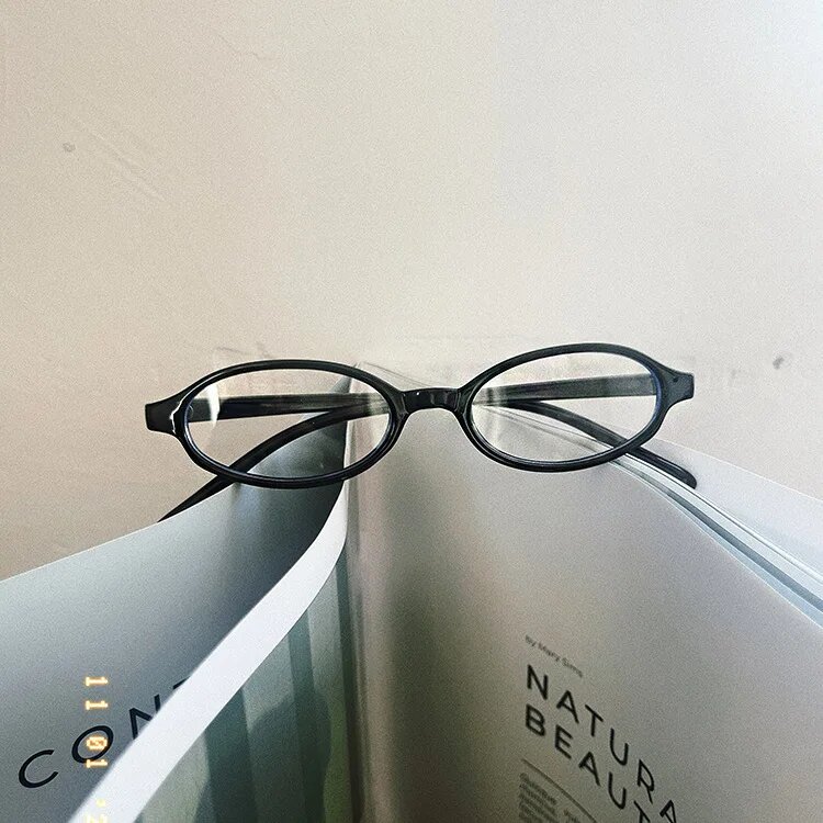 Ретро очки Y2K синие зелёные овальные Black