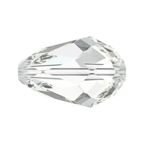 Хрустальный каплевидный страз 12х8 мм, Crystal 001, серебряный