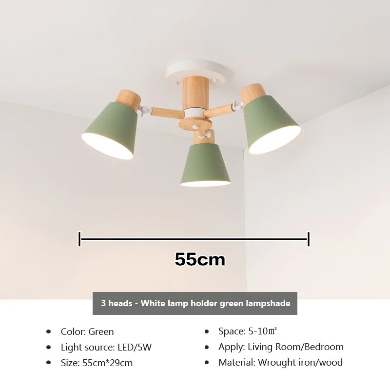 Деревянная люстра YongYing Lumin 3GREEN