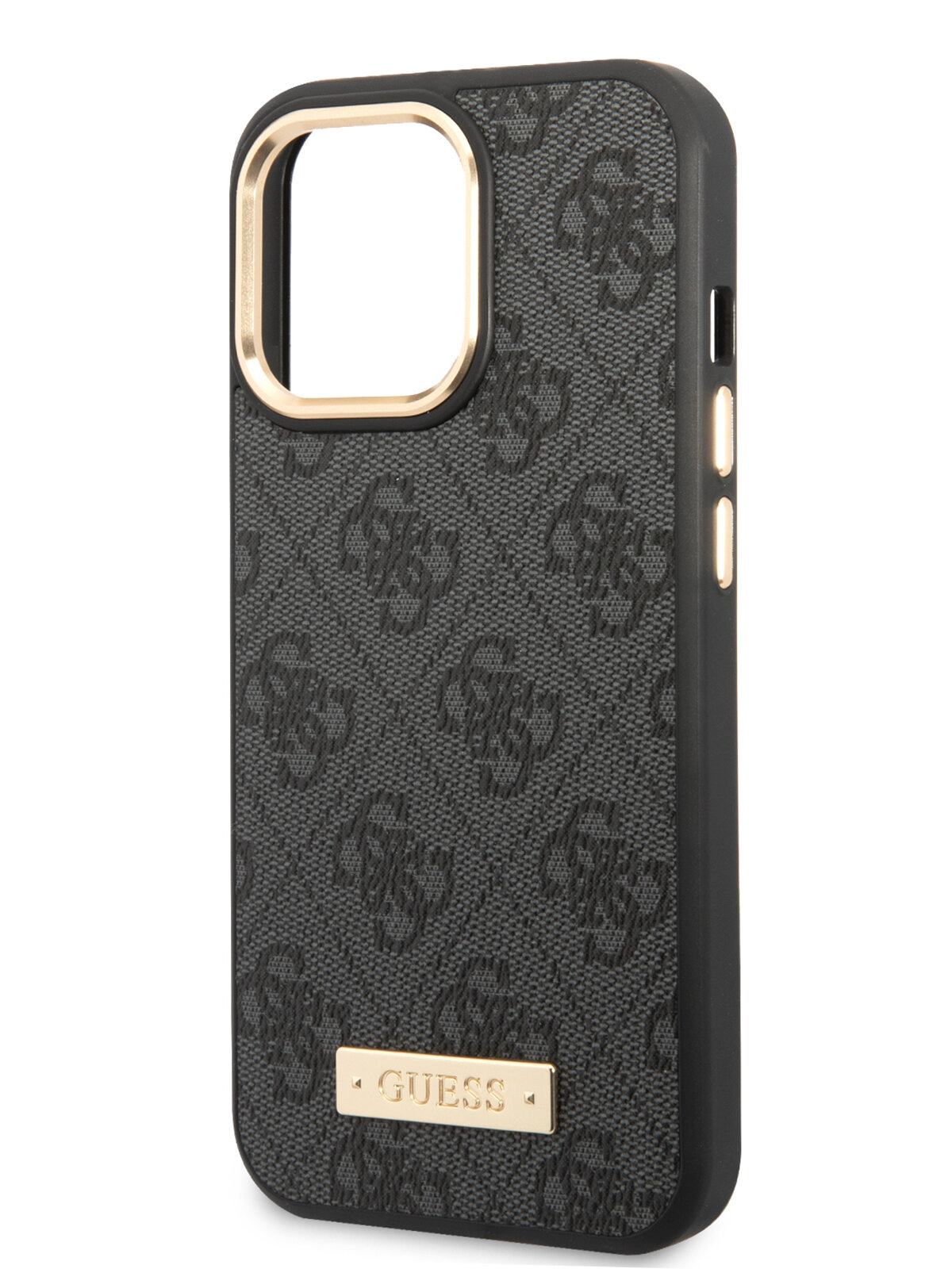 Guess для iPhone 13 Pro Max чехол MagSafe PU 4G Plate metal logo Hard Grey