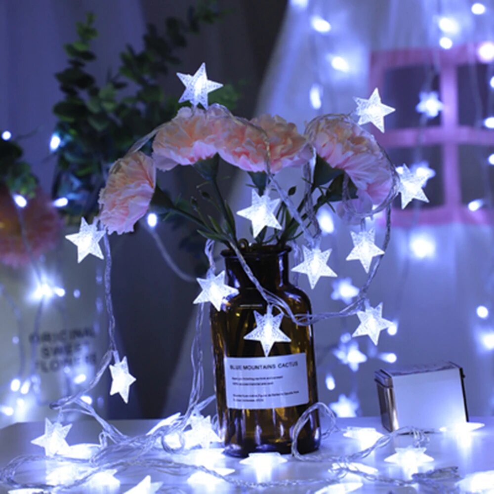 Гирлянда светодиодная звездная, 3м, 20LED, белый свет