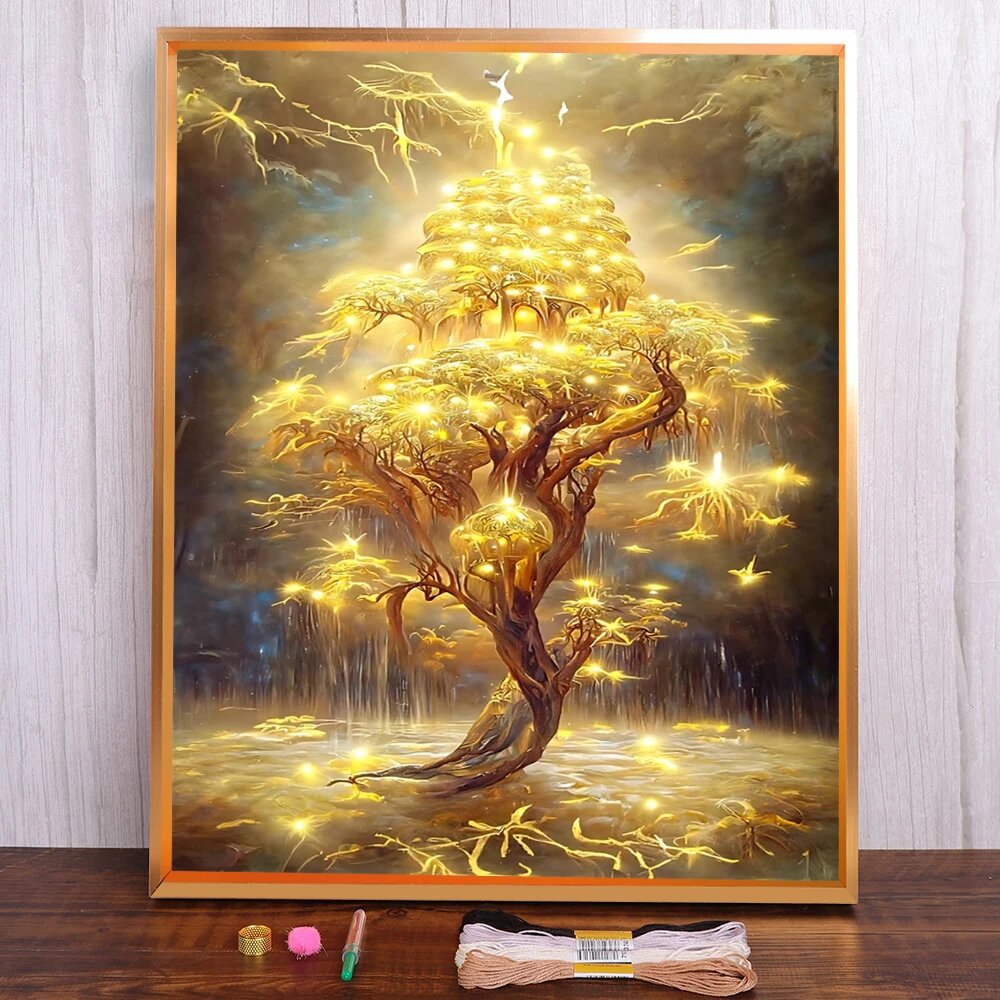 Набор для вышивания крестом "Золотое дерево" 100x130cm, 11CT Silk Thread, HMA108133