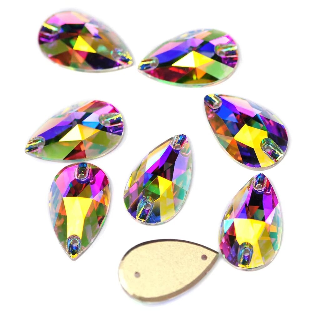 Стразы каплевидные Crystal AB 17x28mm-6pcs