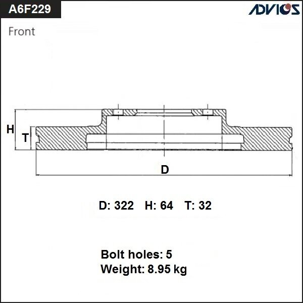 A6F229B Диск тормозной пер. ADVICS