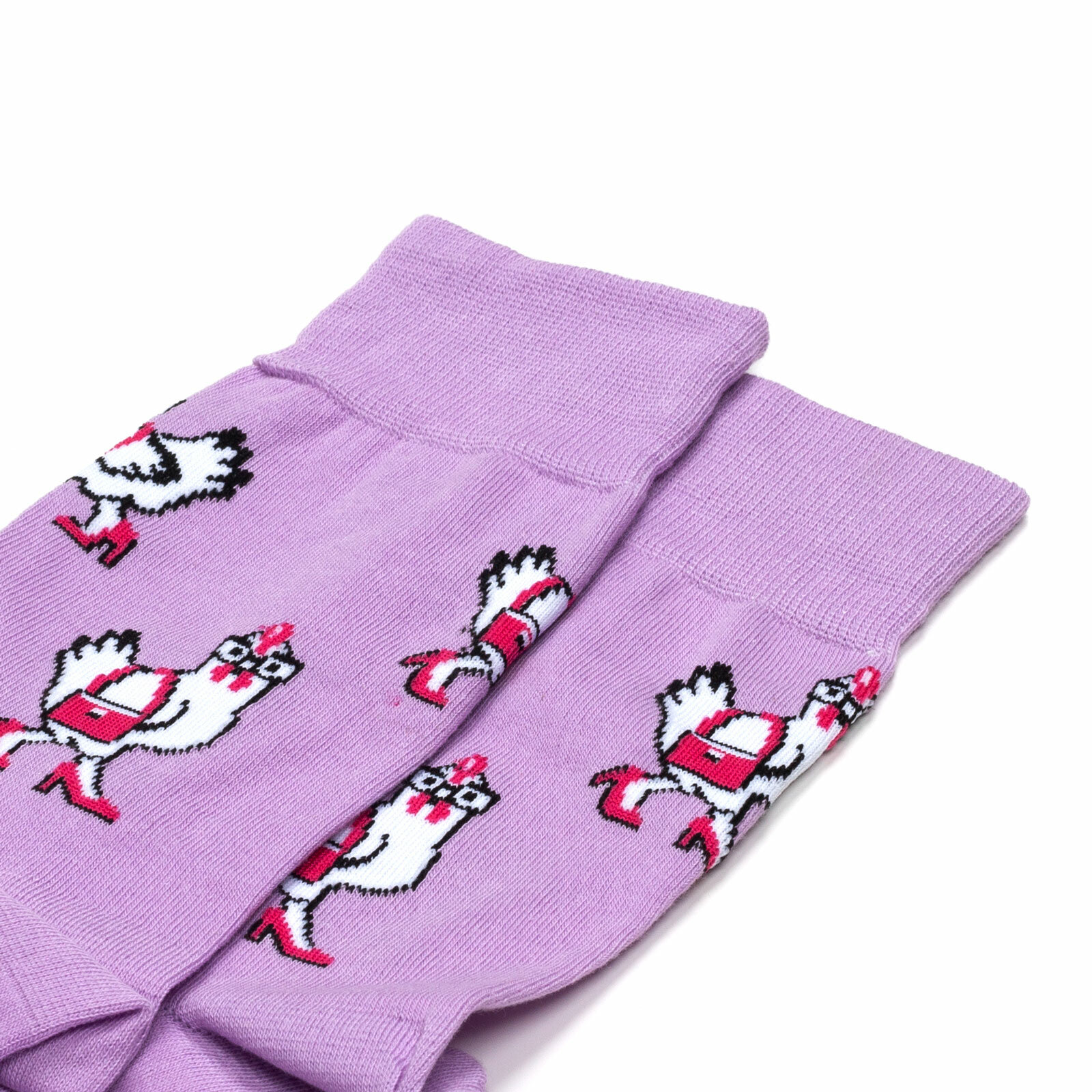 Носки St. Friday Носки с рисунками St.Friday Socks Чикен дива, размер 34-37, белый, красный, фиолетовый — фото 1