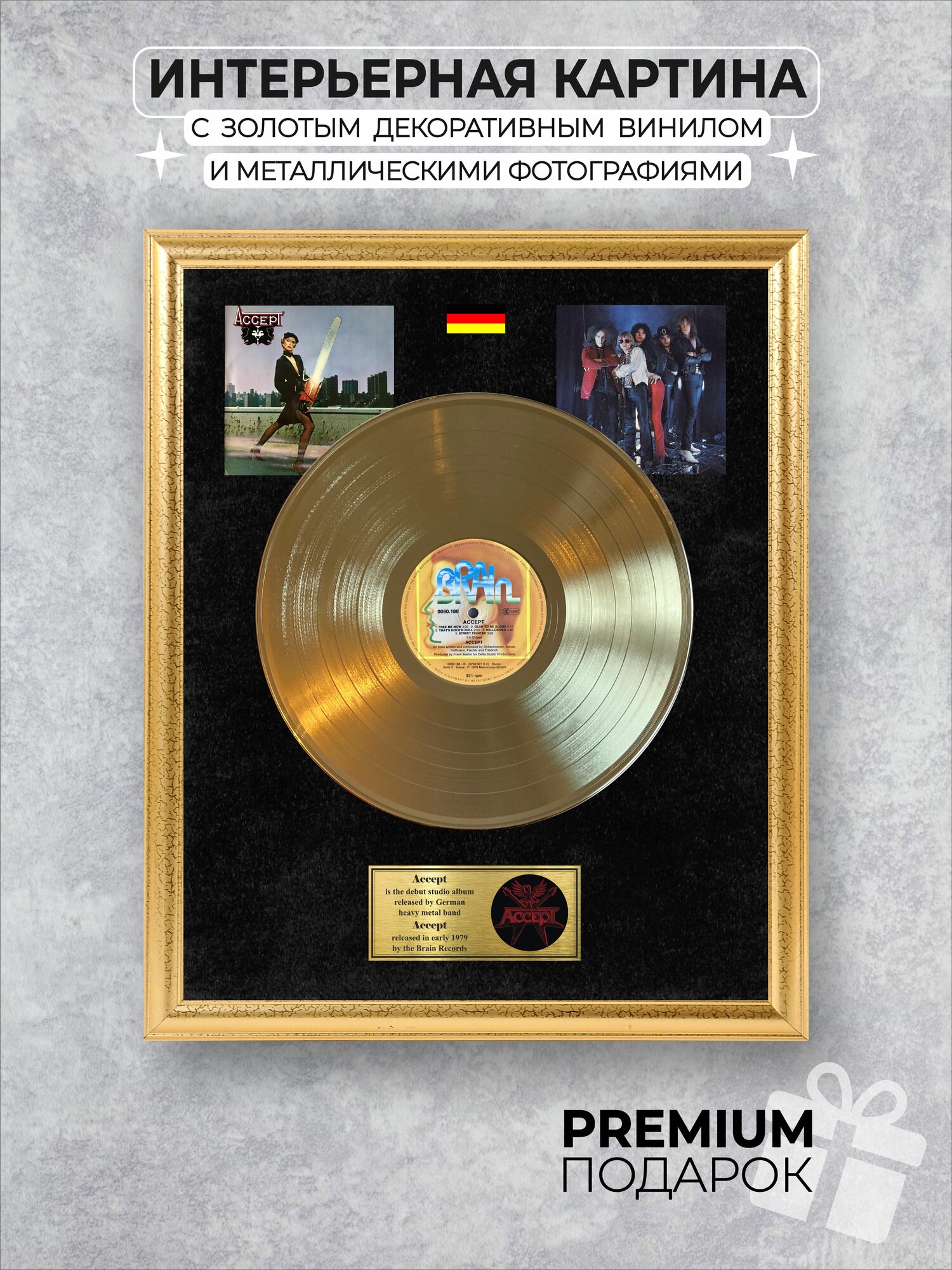 Картина с золотым диском Accept