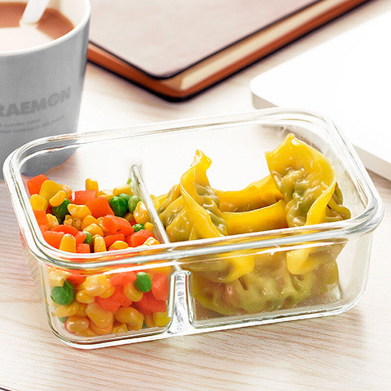 Glasslock Imported Tempered Glass Food Storage Container, Lunch Box for Work, Microwave-Safe, Divided, Food-Grade Lunch Box, 670ml