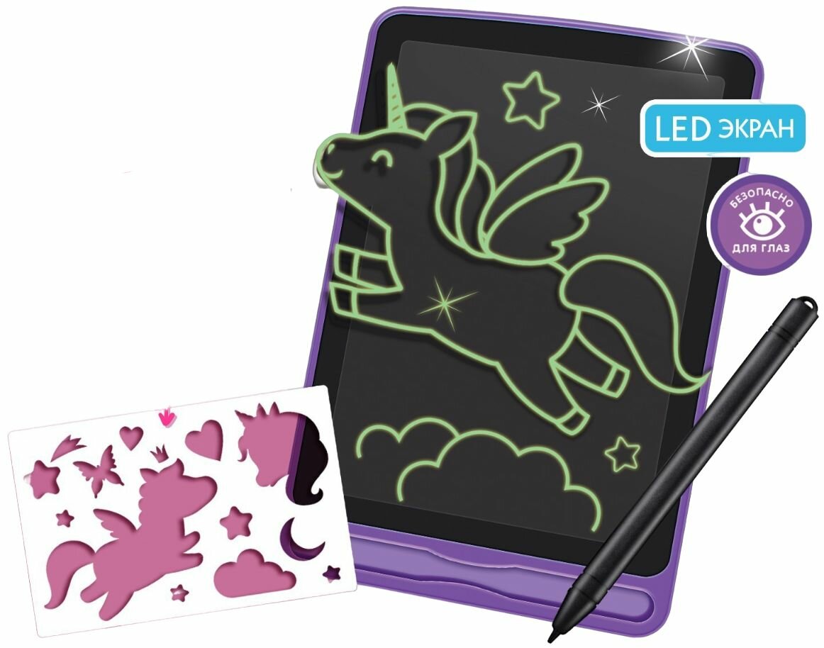 Детский графический планшет для рисования со стилусом и трафаретами, электронный интерактивный планшет с LED-экраном, микс