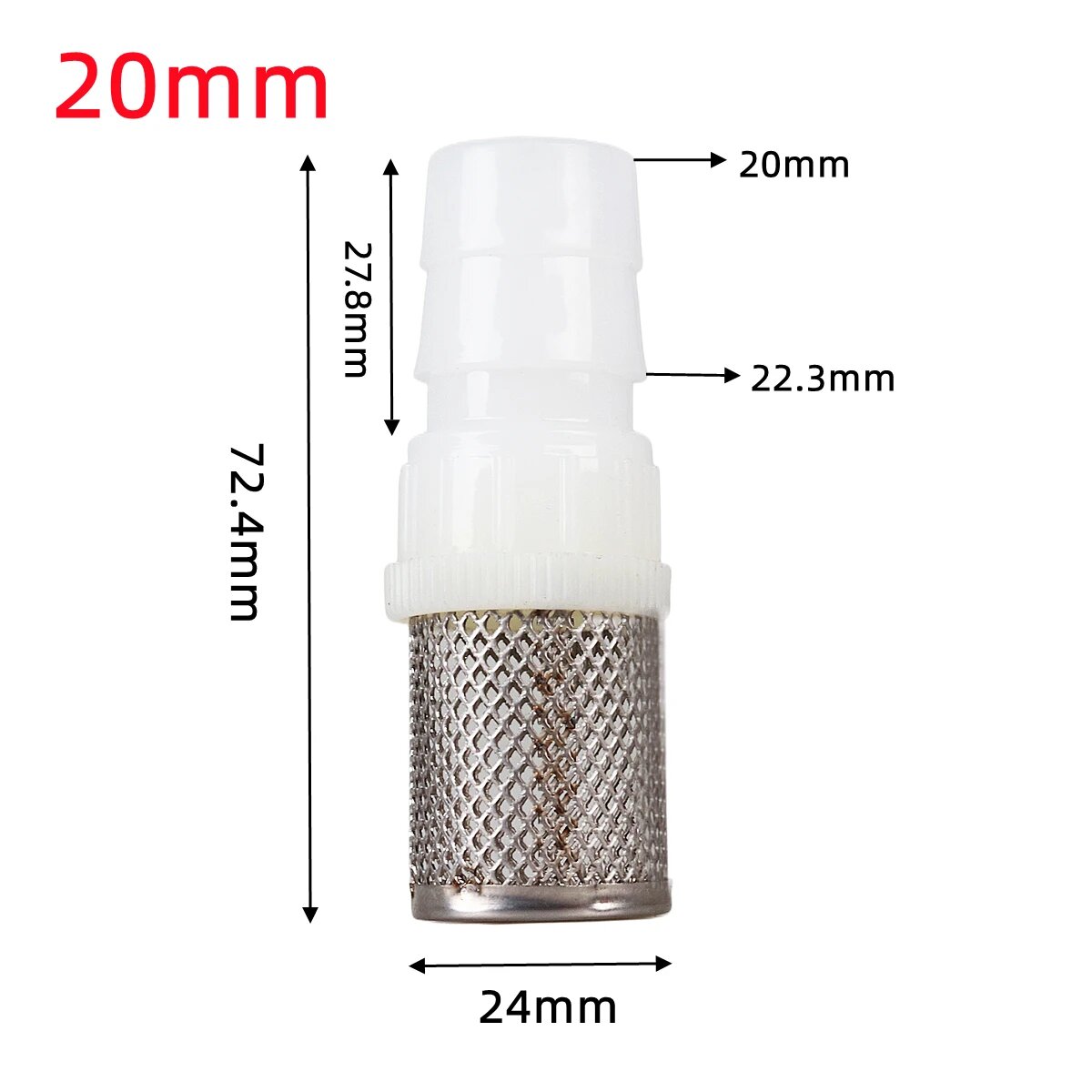 Фильтр для шланга из нержавеющей стали 4-20 мм Белый, 20mm