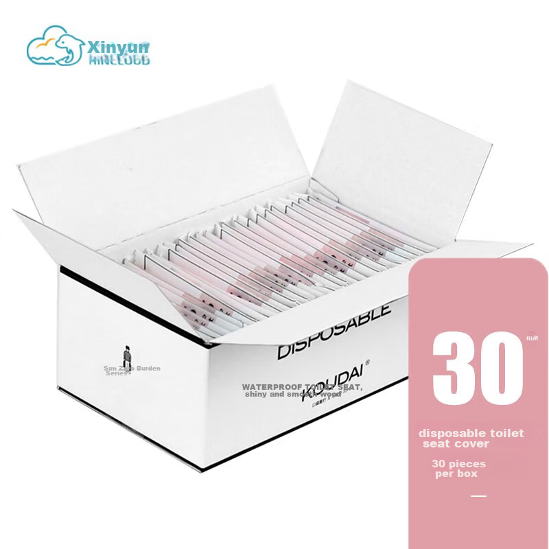 HINCLOUD Disposable Toilet Seat Covers, Portable Travel Toilet Seat Protectors, Paper Box Packaging, 30 Pieces (Random Old Or New Packaging)