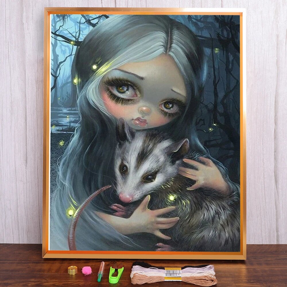 Набор для вышивки крестом Meian с мультяшной девушкой 30x40cm, HMA71827, 11CT Cotton Thread