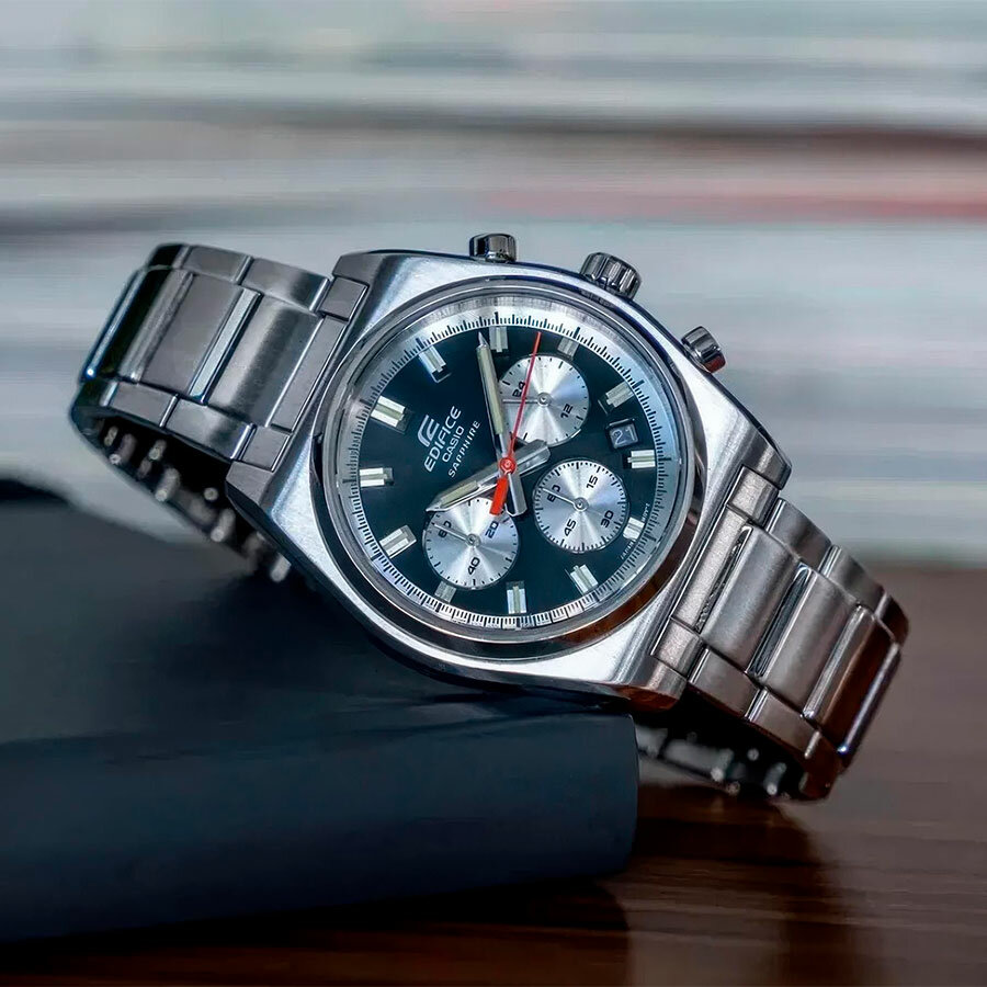 Наручные часы CASIO Edifice, серебряный, черный — фото 1