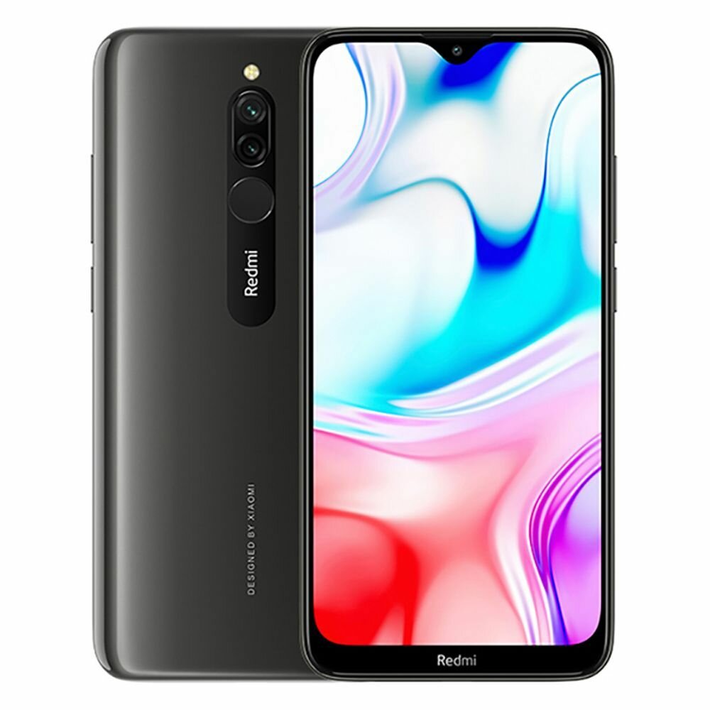 Redmi Смартфон Оригинальный Redmi 8 4гб 64гб смартфон Dual SIM 6.22 "12MP+2MP+8MP Snapdragon 439 окта-ядро 4G LTE мобильный телефон 4/64 ГБ, Nano-SIM, черный