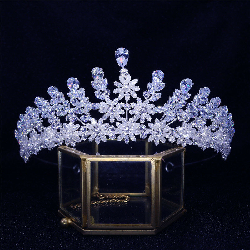 Корона "Снежинка", посеребренная, для свадьбы