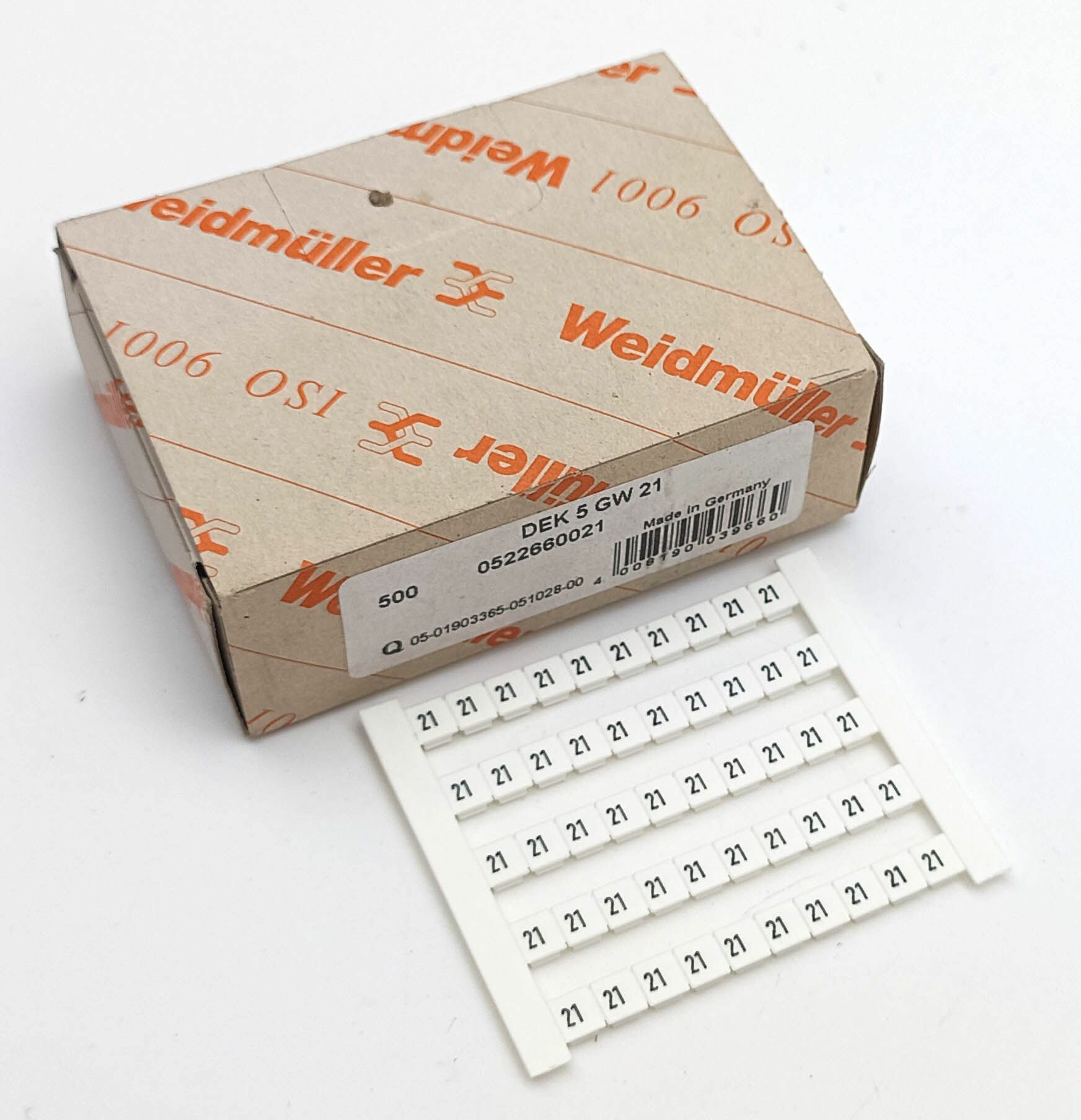 Маркер для клемм 5х5мм dekafix 5 GW 21 (50 шт.) Weidmuller 0522660021