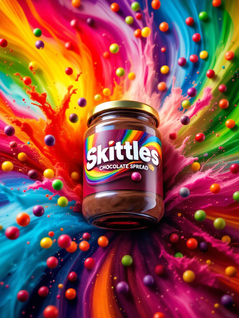 Шоколадная паста 800 гр и радужный взрыв "Скитлс" радужная радуга