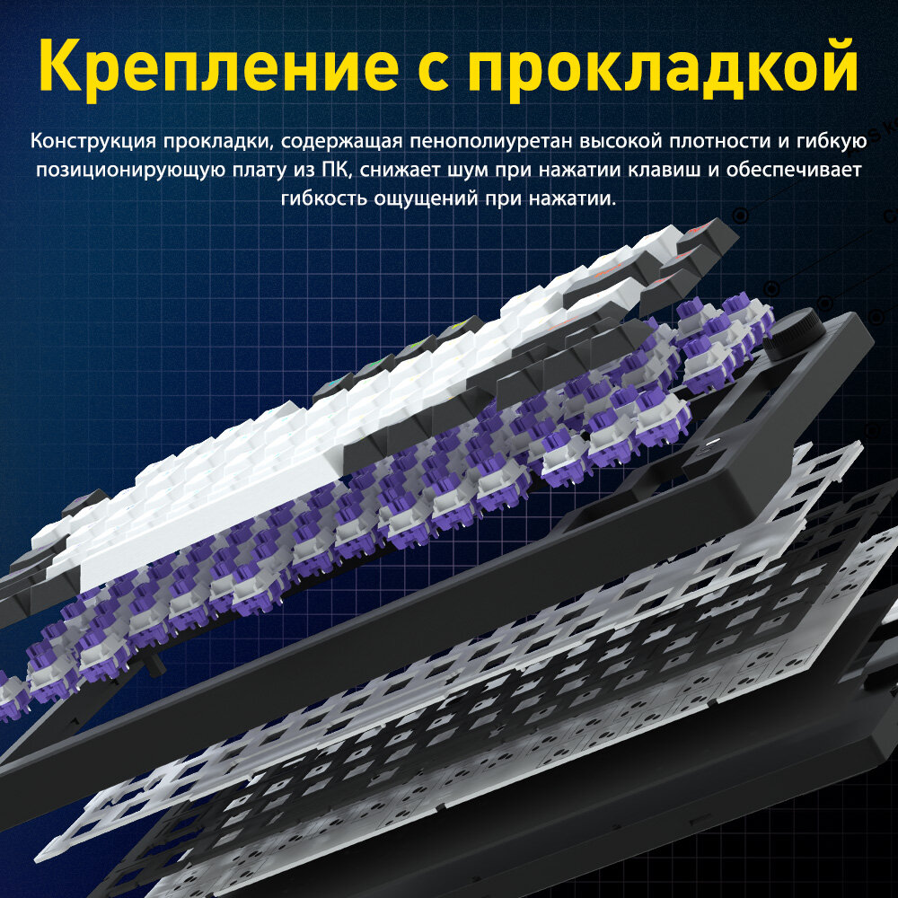DAREU Игровая клавиатура проводная EK75, Английская раскладка, черный матовый