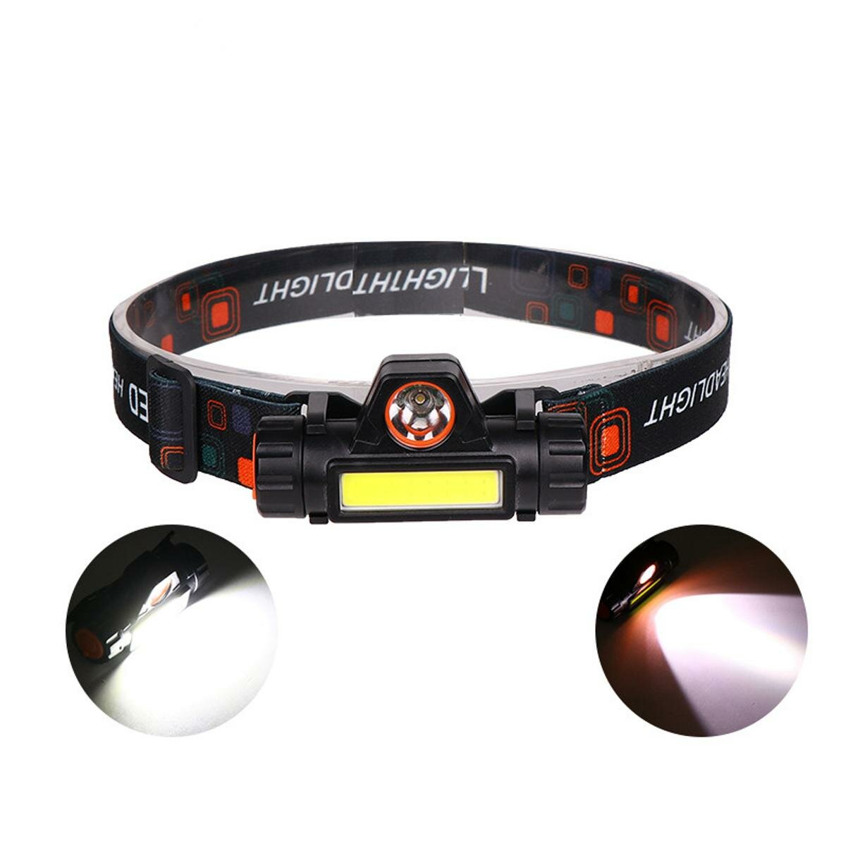 LumiParty LED XPE+COB фонарик для кемпинга с кнопочным переключением налобный фонарь
