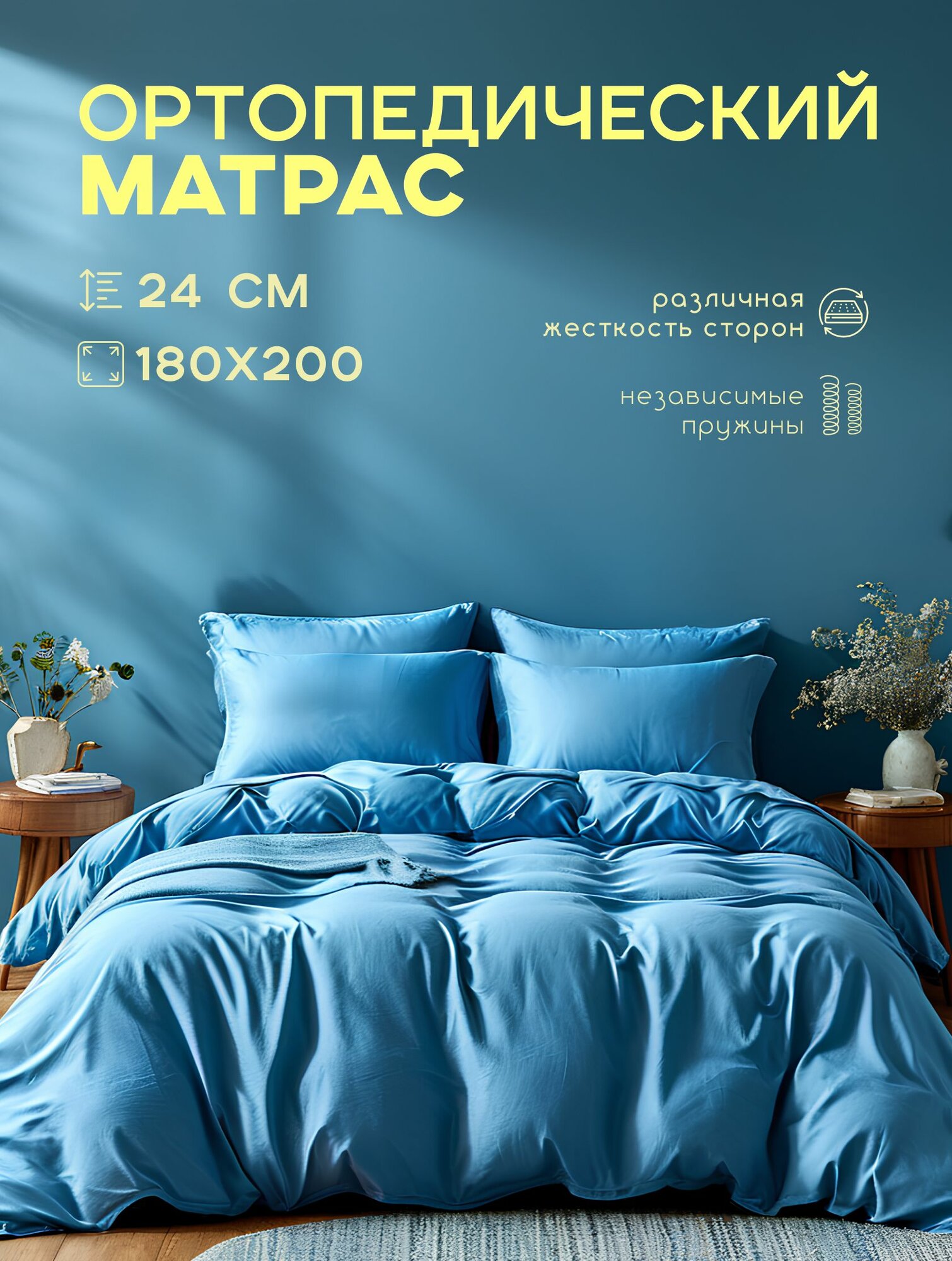 Ортопедический матрас с разными сторонами жесткости "Премиум Экстралайт" 180х200, жесткий/средний, ортис