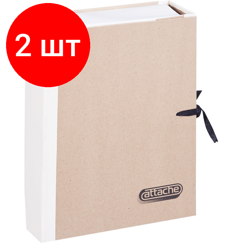 Комплект 2 штук, Папка архивная крафт/коленкор ATTACHE 5см 4 зав.