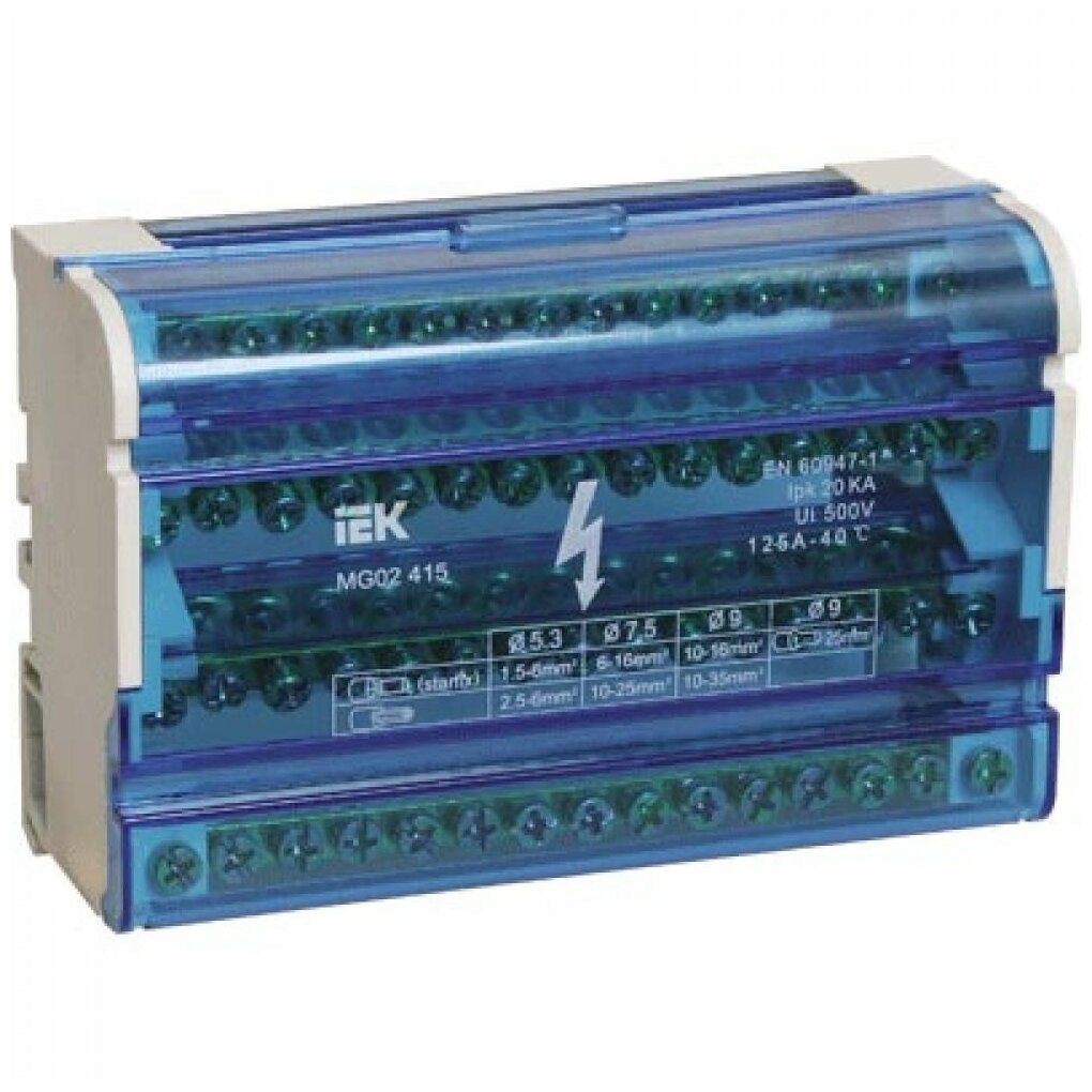 Шины на DIN-рейку в корпусе (кросс-модуль) ШНК 4х15 3L+PEN IEK