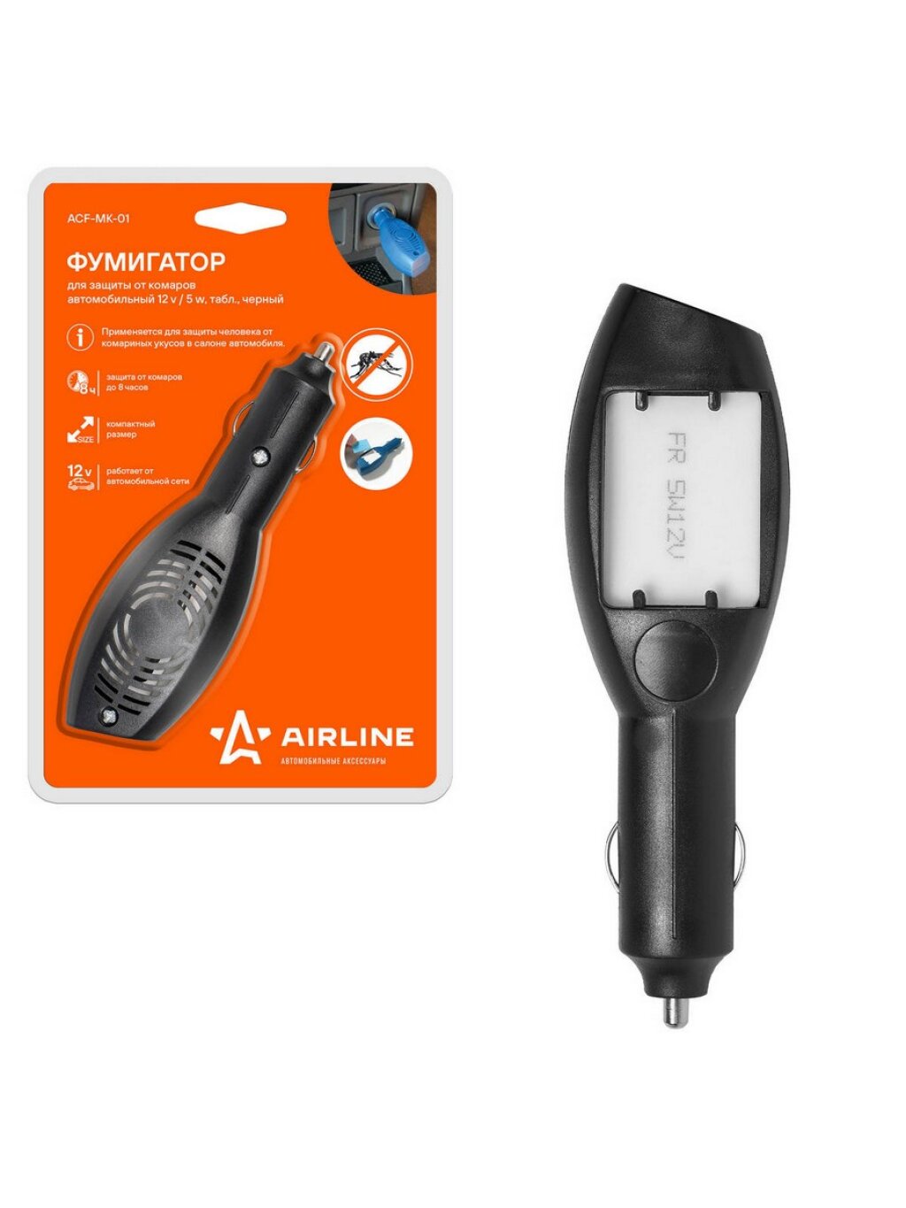 Фумигатор от комаров, 12V/5W, табл. синий "AIRLINE"