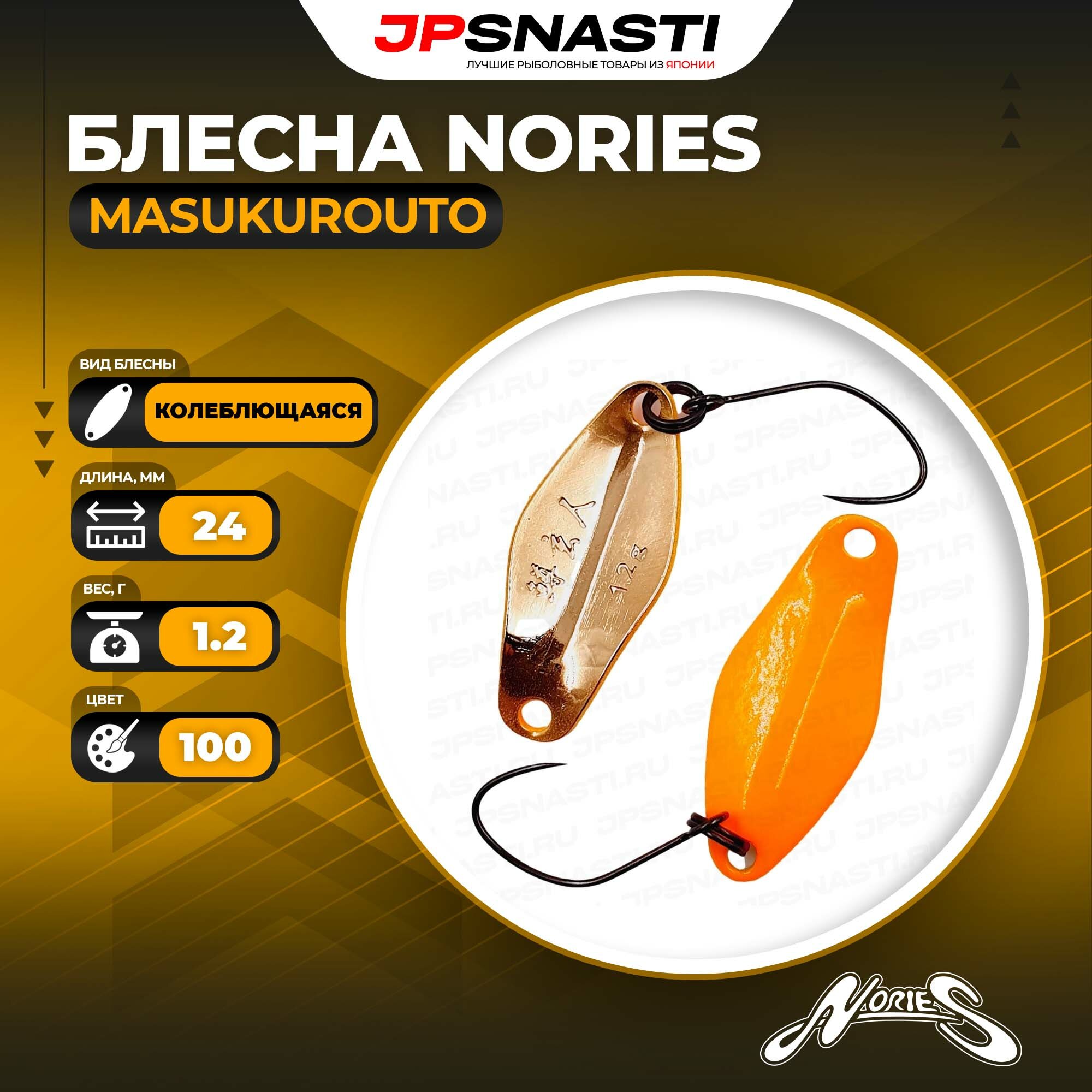 Блесна для рыбалки на форель Nories Masukurouto, 1.2 гр, цвет 100