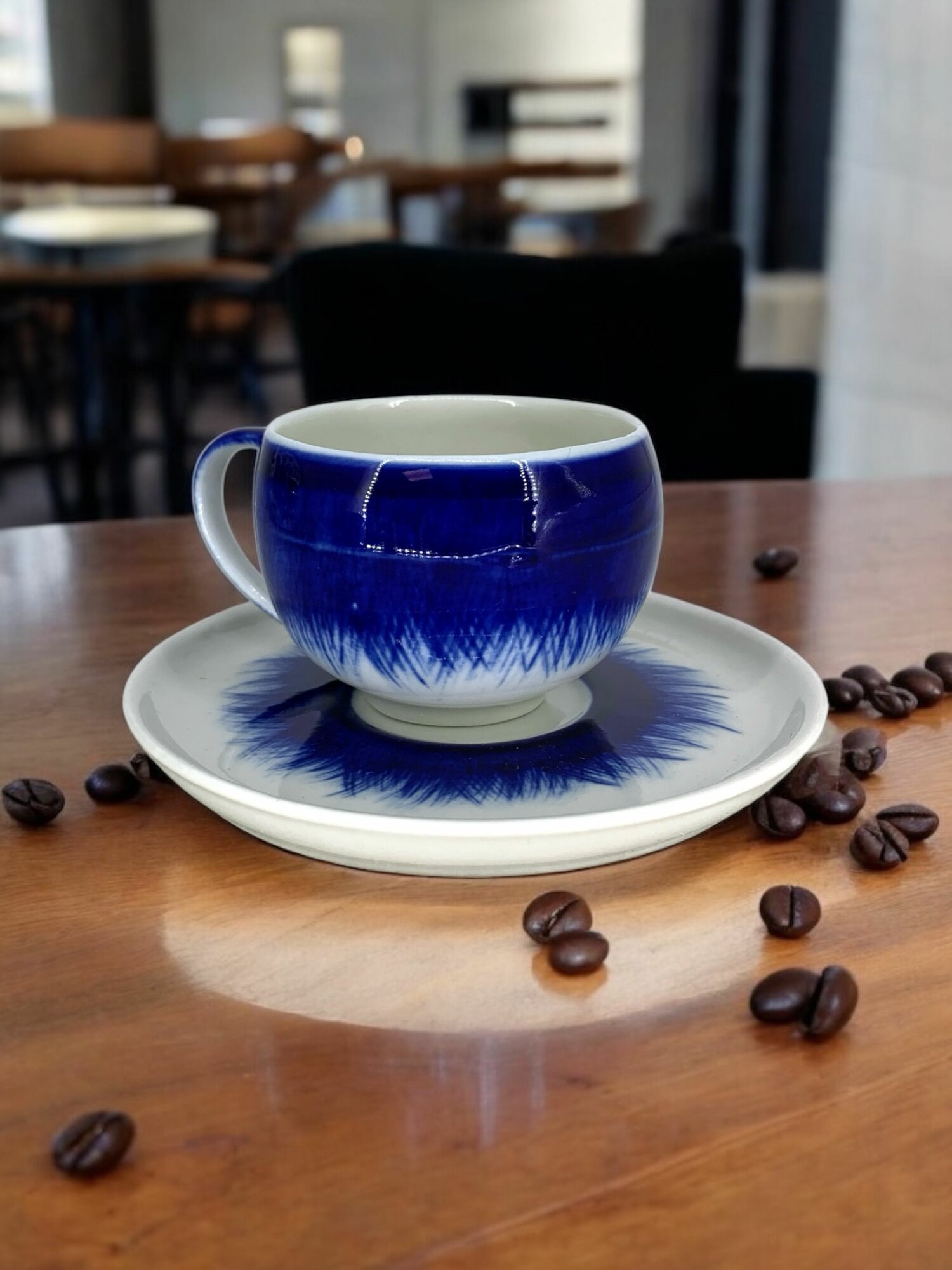 Кофейная пара "Синий туман" 100 мл фарфор гжель