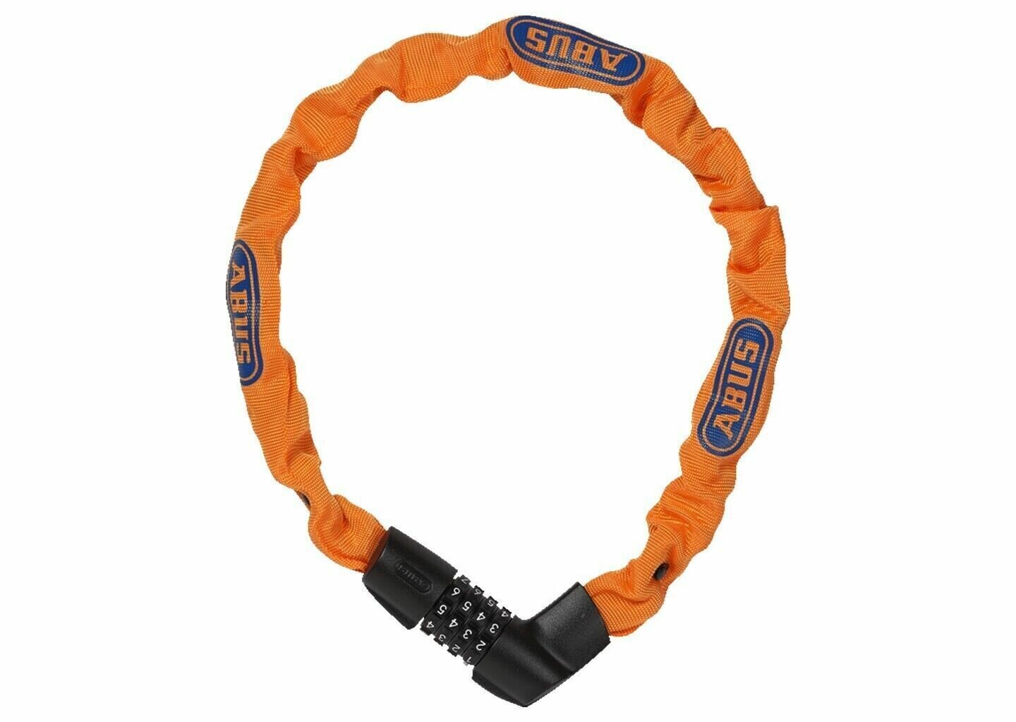 Замок велосипедный противоугонная цепь 6мм, кодовый 4х разрядный, класс защиты 6/15, ABUS 1385/75см Tresor, оранжевый