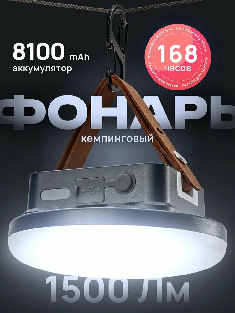 Фонарь кемпинговый аккумуляторный светодиодный, туристический светильник подвесной, фонарик переносной в палатку