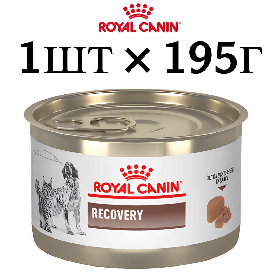 Влажный корм для кошек и собак , Royal Canin Recovery , в период восстановления после операции (1шт по 195г)