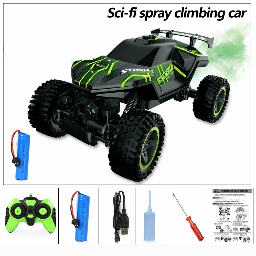 Радиоуправляемая машина 2,4G 4WD Rock Crawler, туман, спрей, дымоотвод, игрушки с дистанционным управлением для мальчиков, подарок на радиоуправление, 4x4 Drive -lj