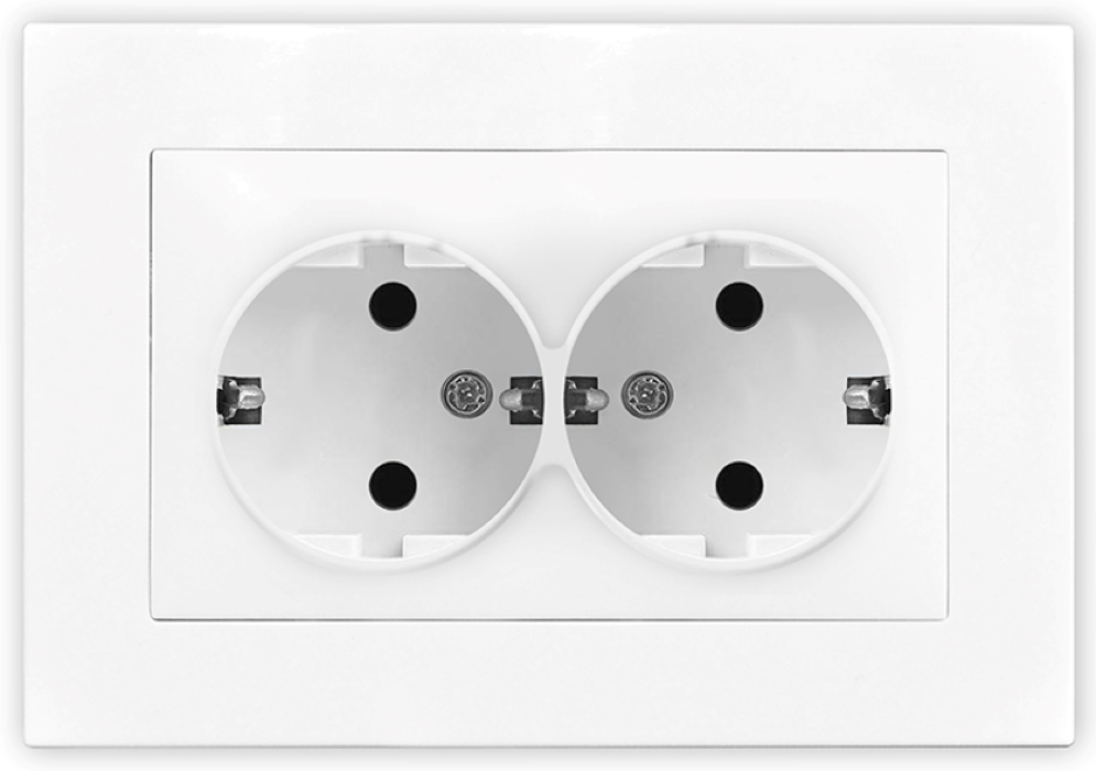 Розетка силовая штепсельная UNIVersal / Юниверсал Афина, 16А IP20 белый, с заземлением, A0128 / электрооборудование