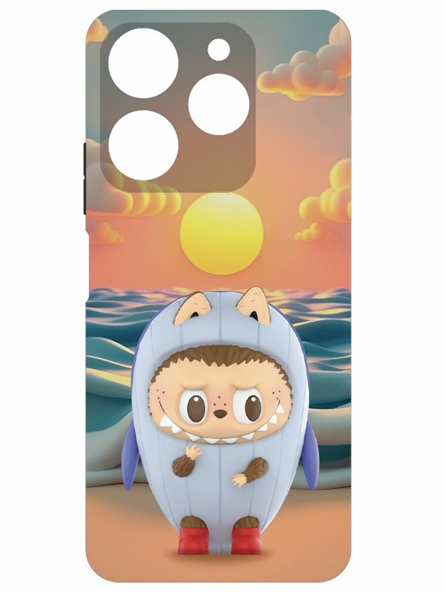 Чехол-накладка Krutoff Soft Case Лабубу Кит для TECNO Spark 10 Pro черный