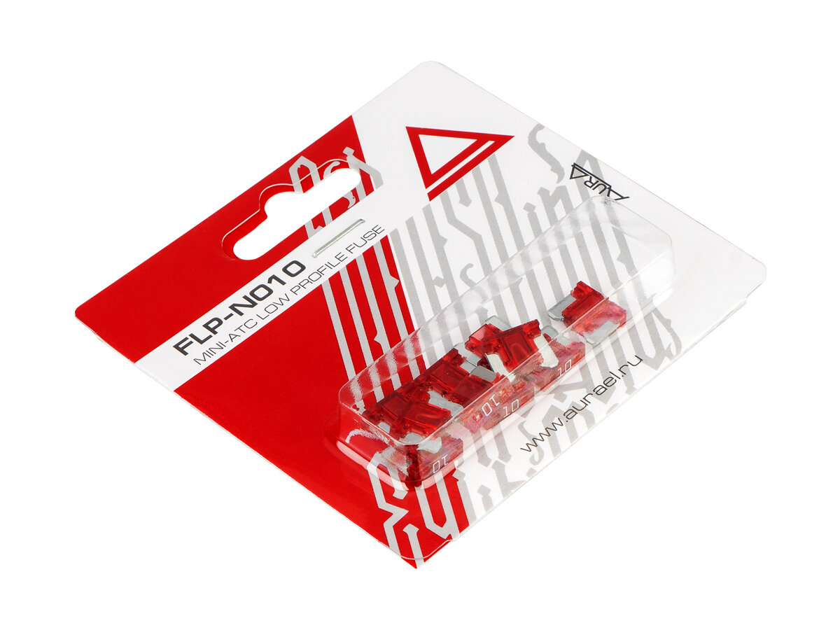 Предохранитель AurA FLP-N010 miniATC, низкопрофильный, 10 A, красный, 10 шт
