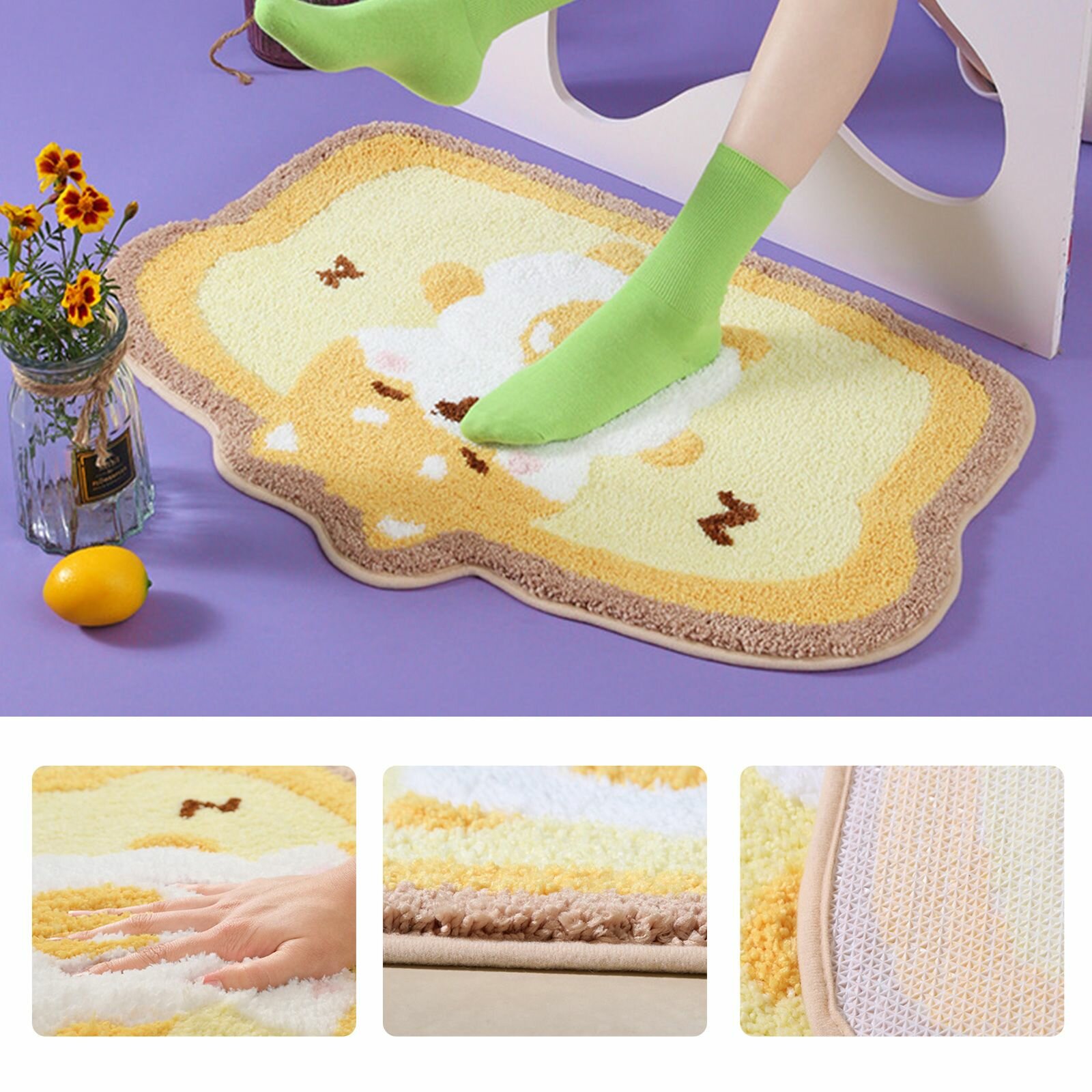 Креативный мультяшный коврик для пола из серии toast-розовый кролик