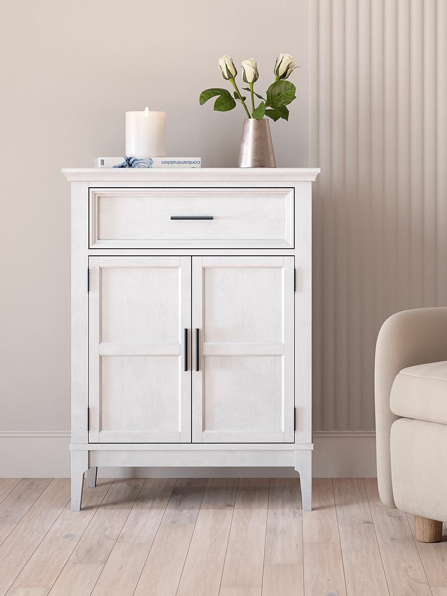 Тумба ММЦ Гостиная Квадро-С 21 (белый лак), из массива сосны