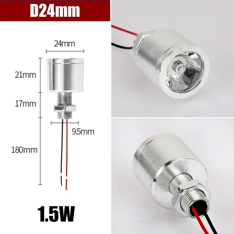 Светодиодная лампочка LCFOCUS 0.5Вт/1Вт/1.5Вт D24mm 1.5W, Warm White 3000K, DC 12V