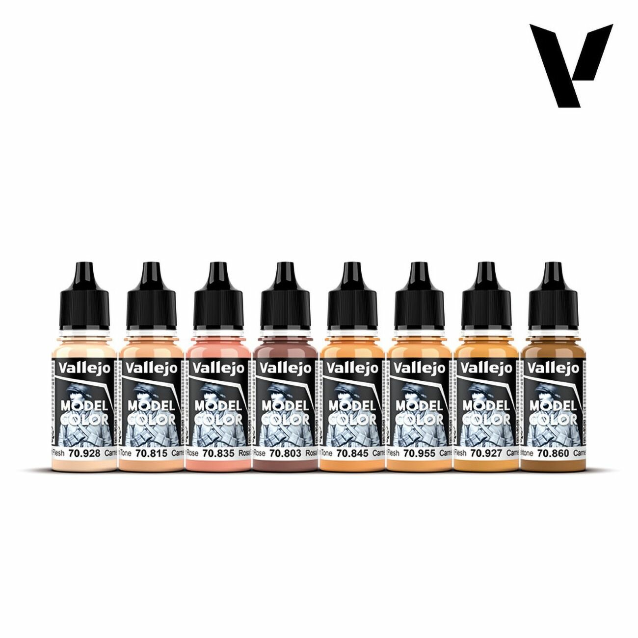 Краски акриловые для моделирования Vallejo серии Model color - Face & Skin Tones 70124 (8 красок по 17 мл)