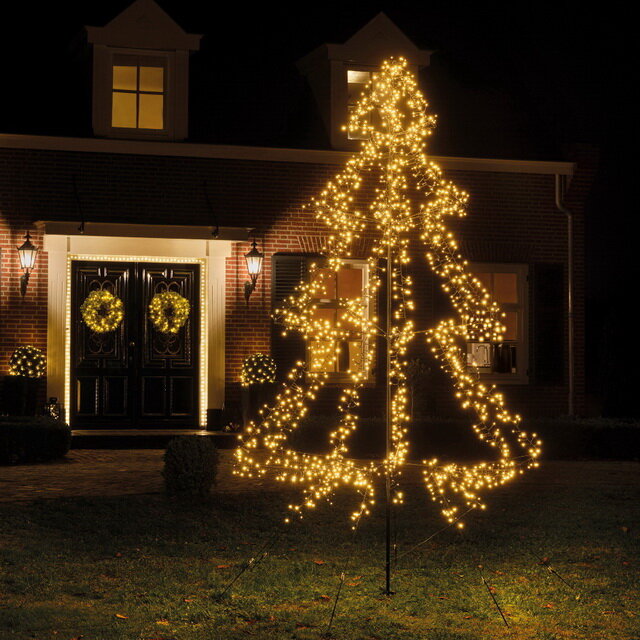 Светодиодная фигура Елка Лучиа Firework 3 м, 1800 теплых белых LED ламп, контроллер, IP44, Kaemingk, 493445